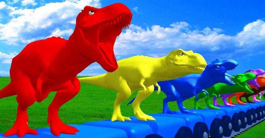 Distinguish the color of dinosaurs.