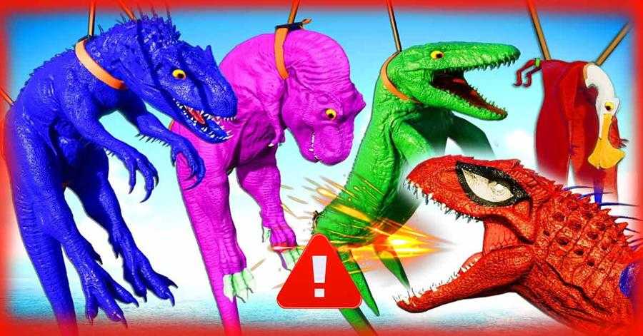 Distinguish the color of dinosaurs.