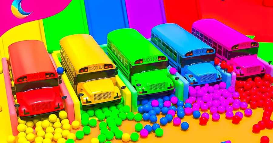 ¿Puedes decir los colores de estos autobuses?